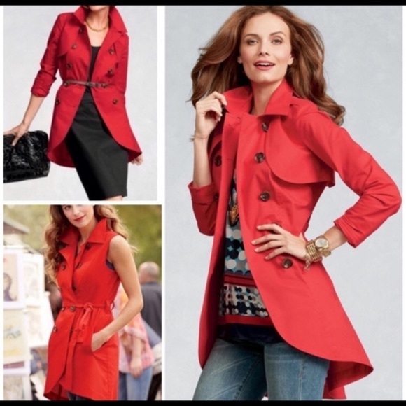 CAbi | Jackets & Coats | Cabi Red Convertible Jacket | Poshmark